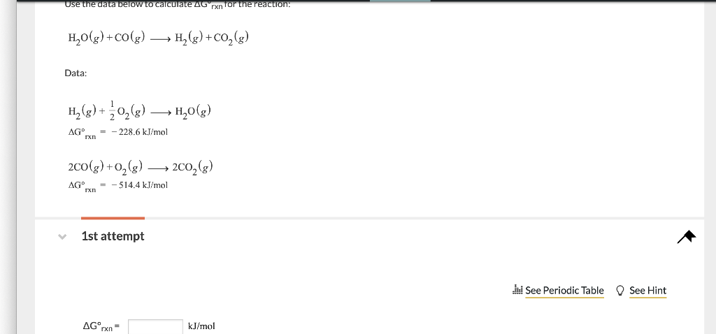 Solved Use the data below to calculate ΔGr rn for the | Chegg.com