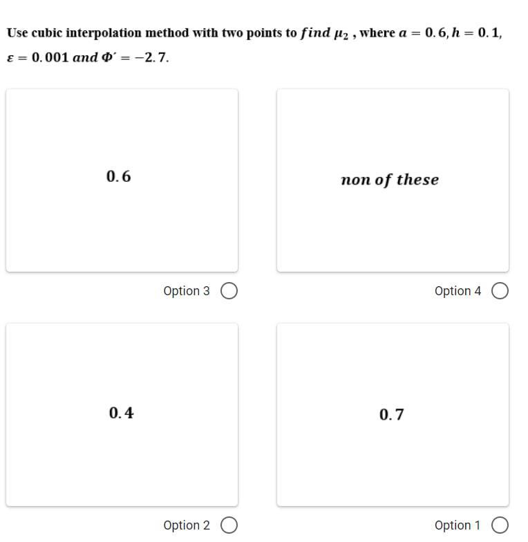 Use cubic interpolation method with two points to | Chegg.com