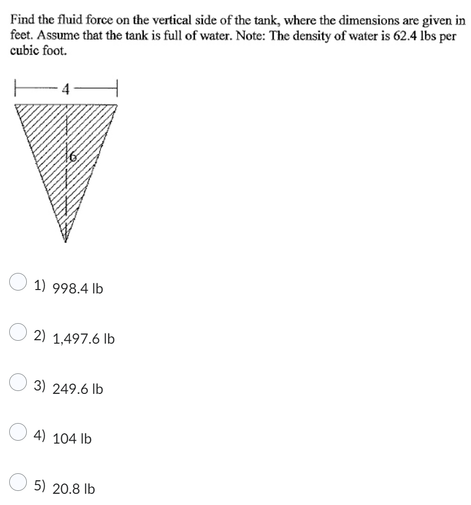 Solved Find the fluid force on the vertical side of the | Chegg.com