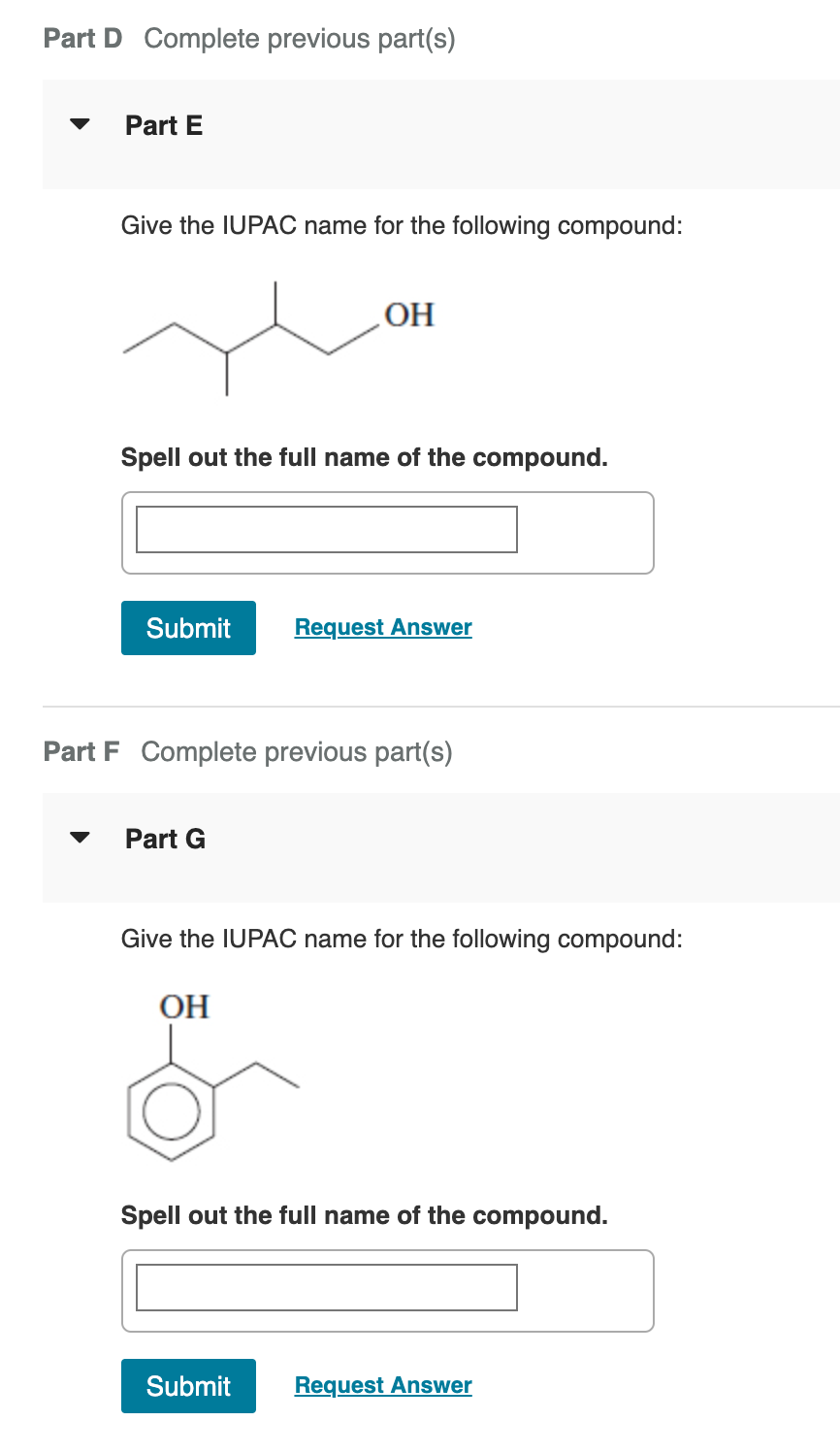 Solved Give the IUPAC name for the following compound: Spell | Chegg.com