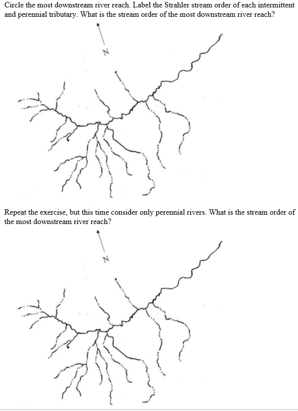 Solved Circle the most downstream river reach. Label the | Chegg.com