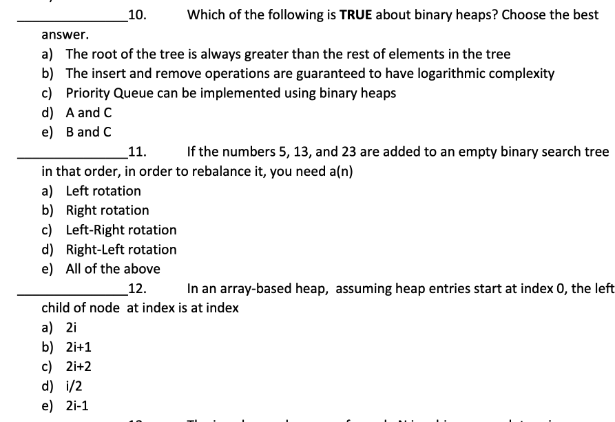 Solved 10. Which of the following is TRUE about binary | Chegg.com