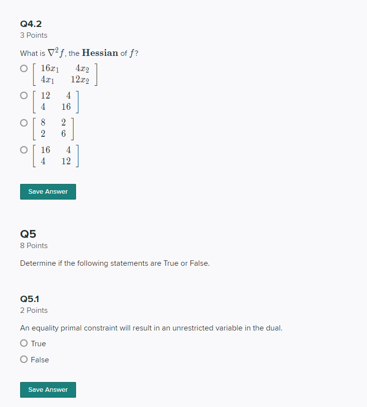 Solved Q4 5 Points Consider the function f(x1, 2) = 8xf + | Chegg.com