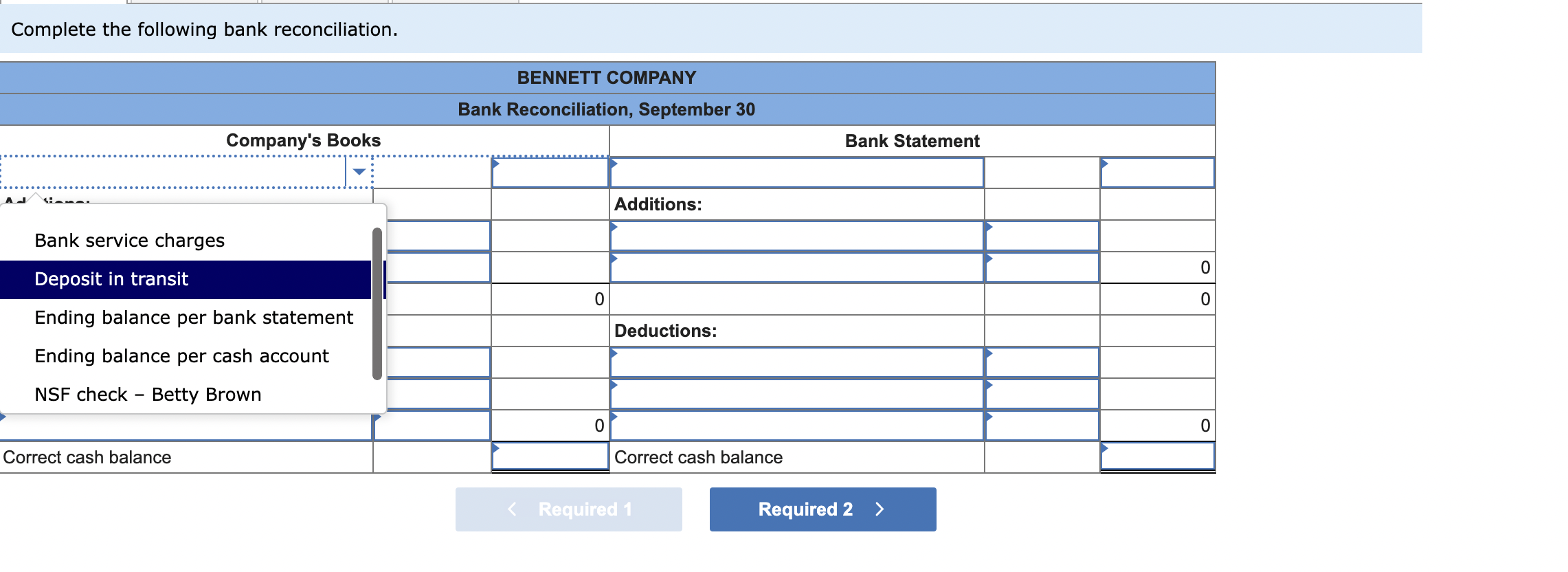 Solved No outstanding checks and no deposits in transit were | Chegg.com