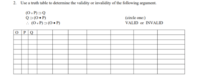 Solved 2.Use a truth table to determine the validity or | Chegg.com