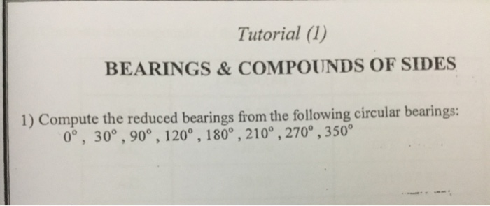 Solved Tutorial (1) BEARINGS&COMPOUNDS OF SIDES 1) Compute | Chegg.com