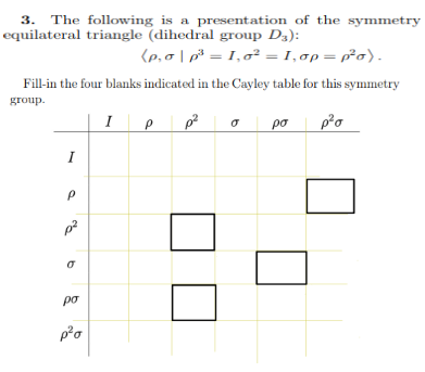 Solved 3. The following is a presentation of the symmetry | Chegg.com