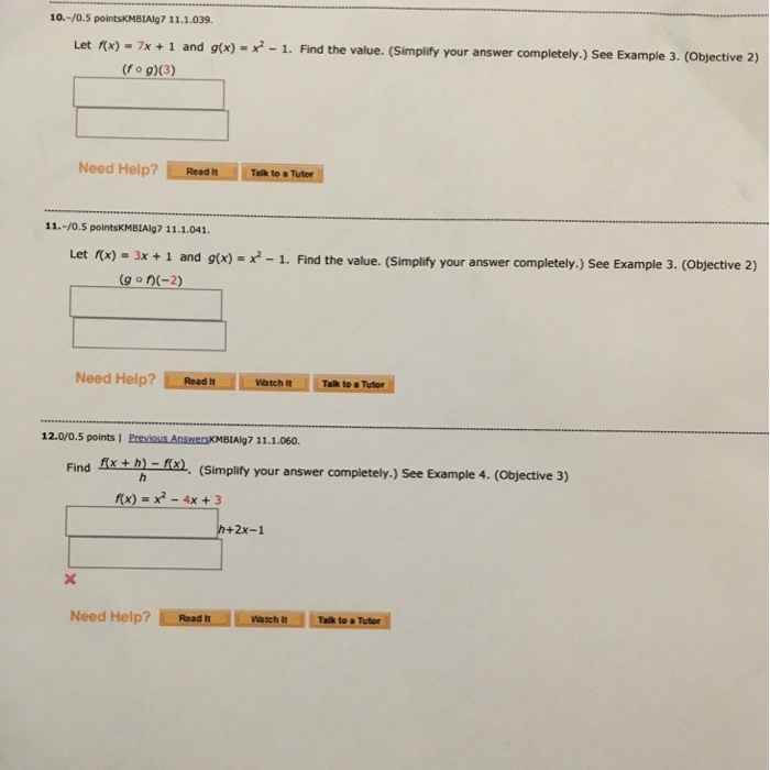 Solved Let f(x) = 7x + 1 and g(x) = x^2 - 1. Find the value. | Chegg.com