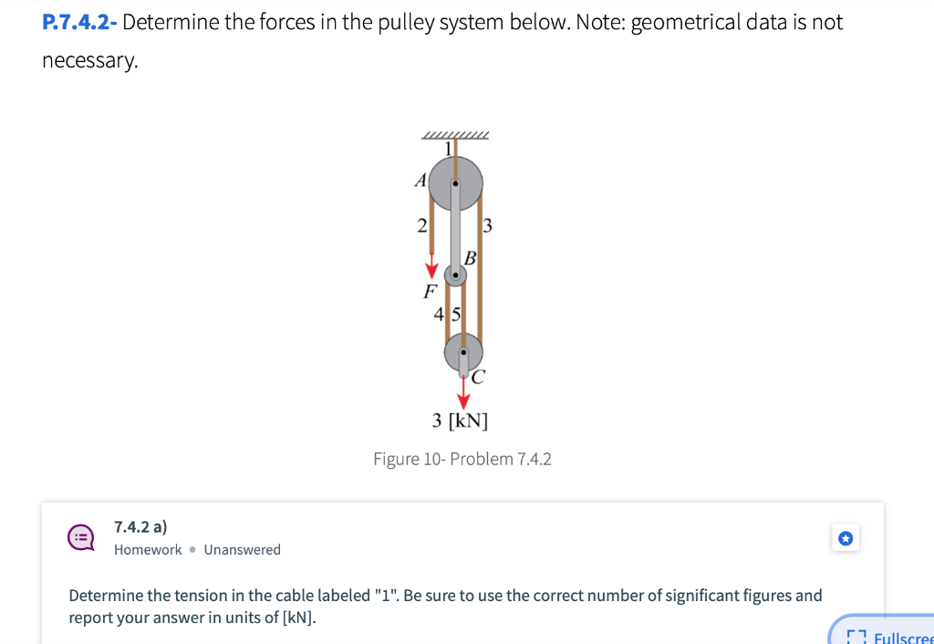Solved P.7.4.2- Determine the forces in the pulley system | Chegg.com