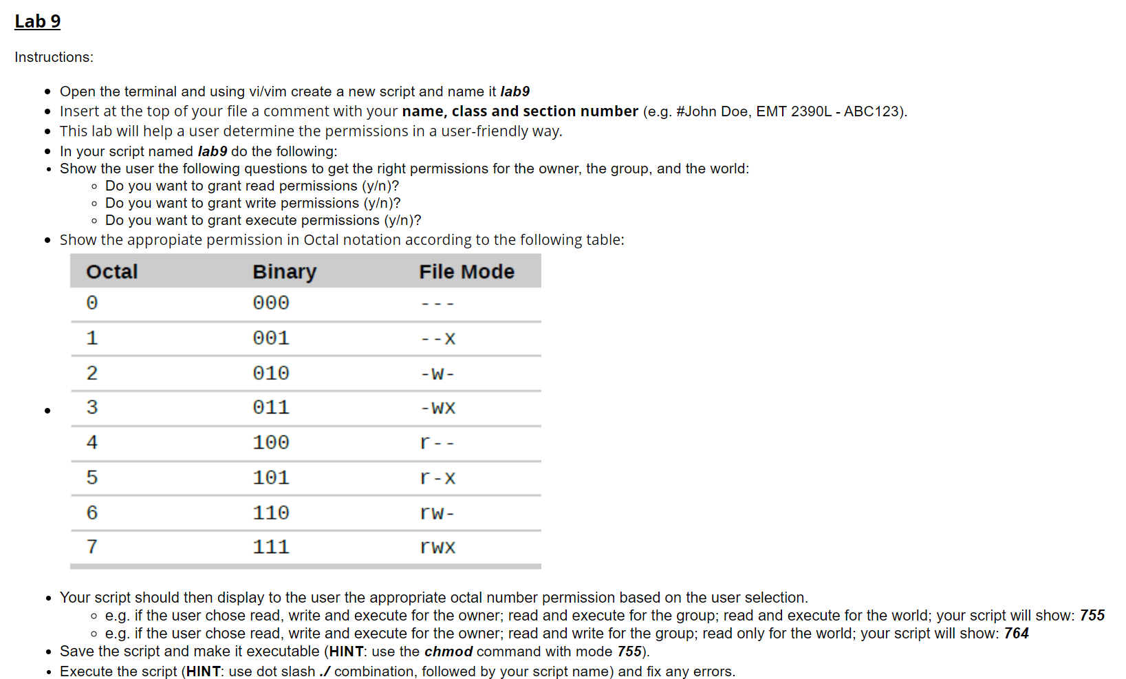 Solved Lab 9 Instructions: - Open the terminal and using | Chegg.com