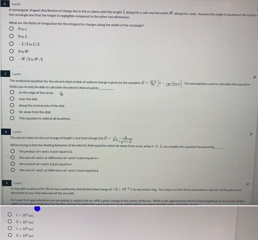 Solved 6 1 point A rectangular shaped distribution of charge | Chegg.com