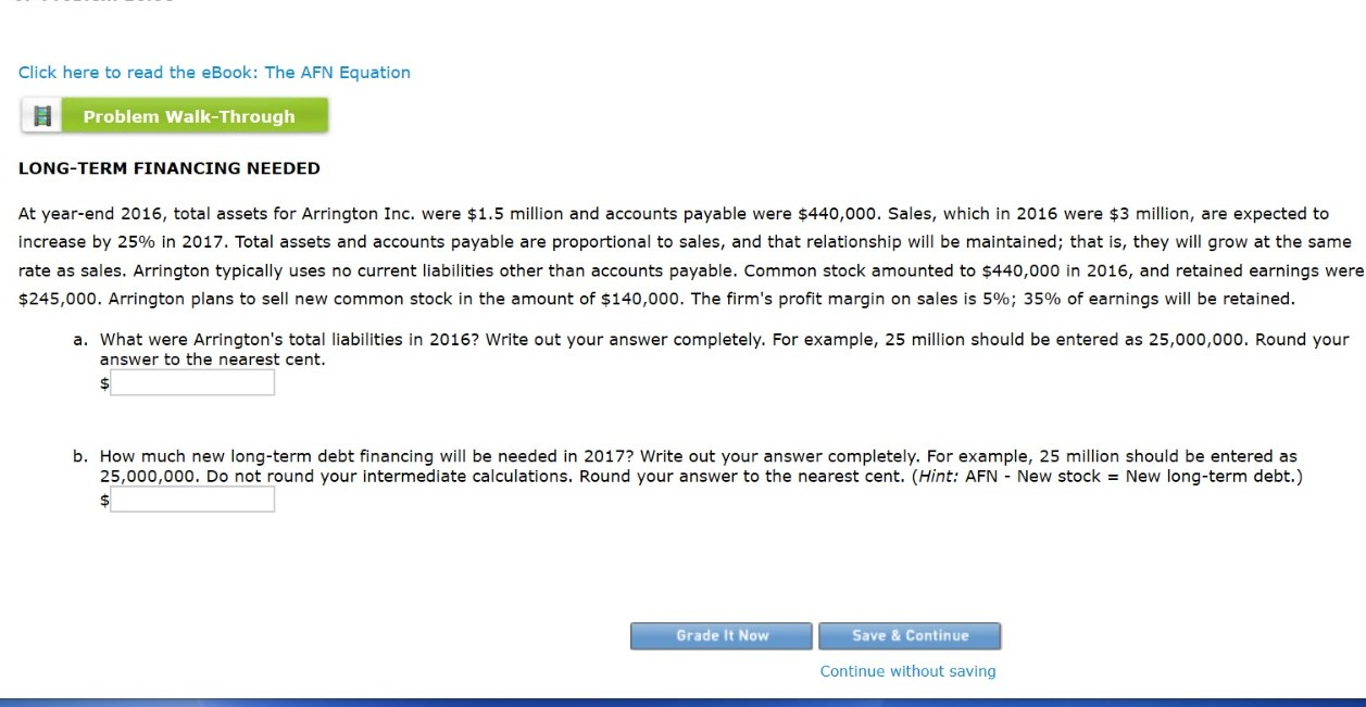 Solved Click here to read the eBook: The AFN Equation | Chegg.com
