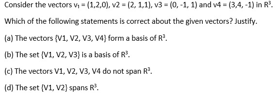 Solved Consider the vectors | Chegg.com