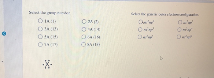 Solved Select the generic outer electron configuration. | Chegg.com