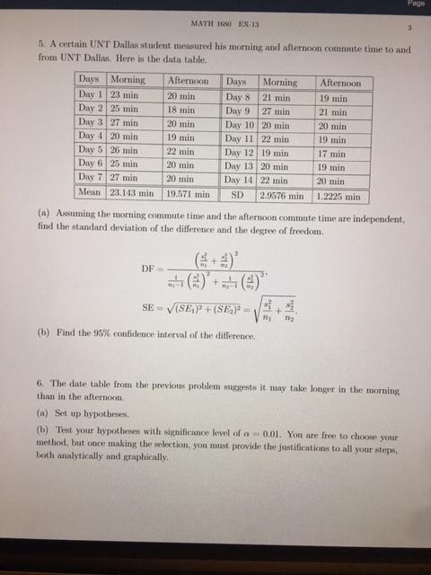 Solved Page MATH NO EX-13 5. A certain UNT Dallas student | Chegg.com