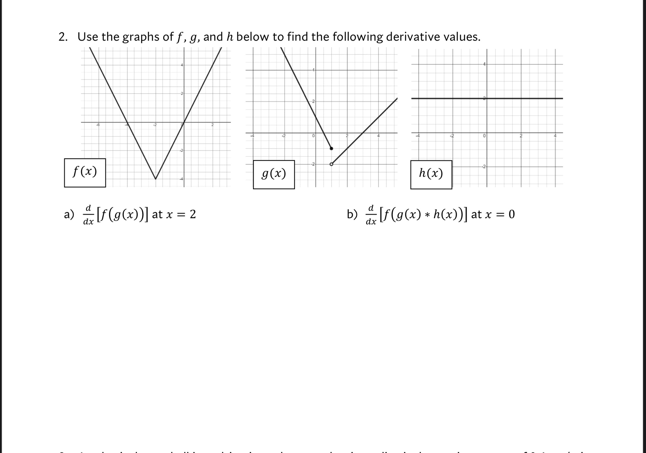 Solved 2. Use the graphs of f,g, and h below to find the | Chegg.com
