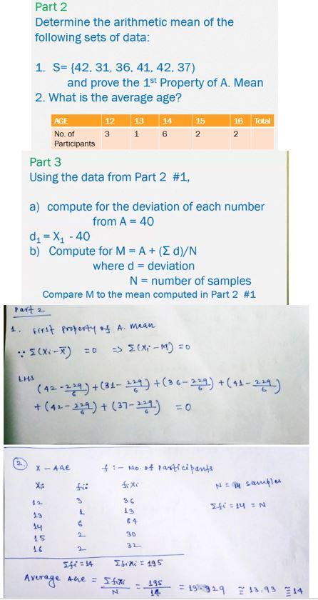 Solved Part 2 Determine the arithmetic mean of the following | Chegg.com