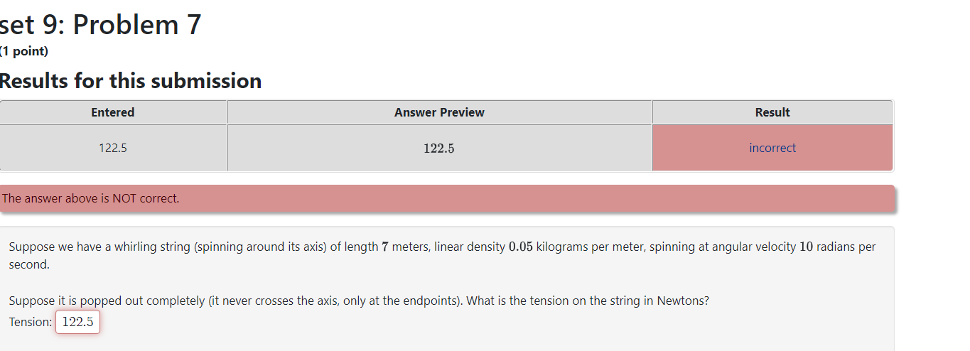 Solved set 9: Problem 7 (1 ﻿point) ﻿Results for this | Chegg.com