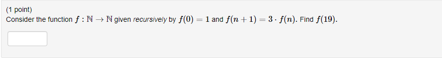 Solved (1 point) Consider the function f:N + N given | Chegg.com