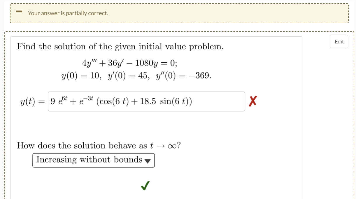 Solved Find the solution of the given initial value | Chegg.com