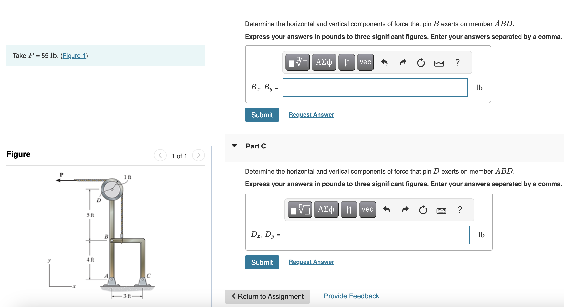 Solved Determine the horizontal and vertical components of | Chegg.com