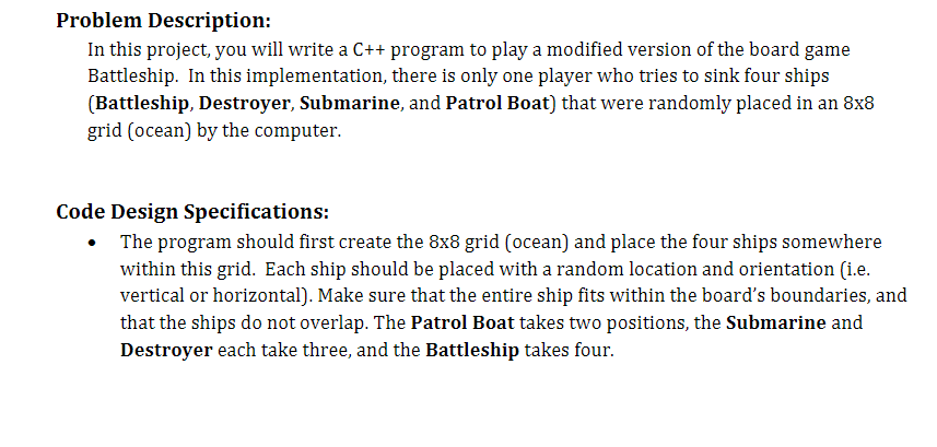 Problem Description: In this project, you will write | Chegg.com