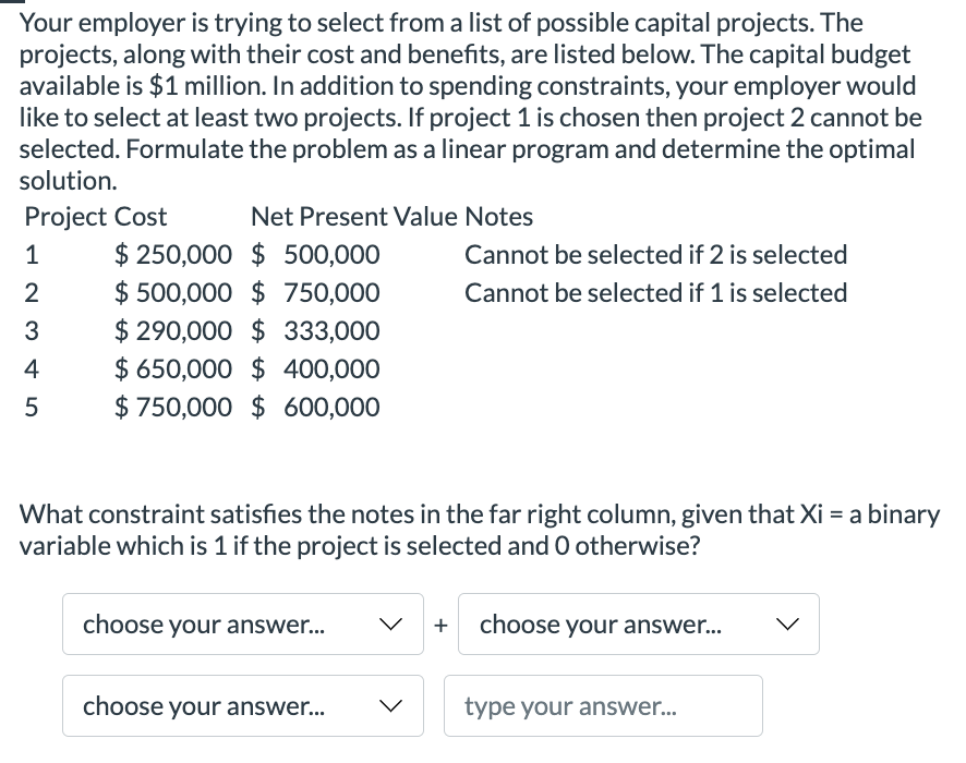 Your employer is trying to select from a list of | Chegg.com