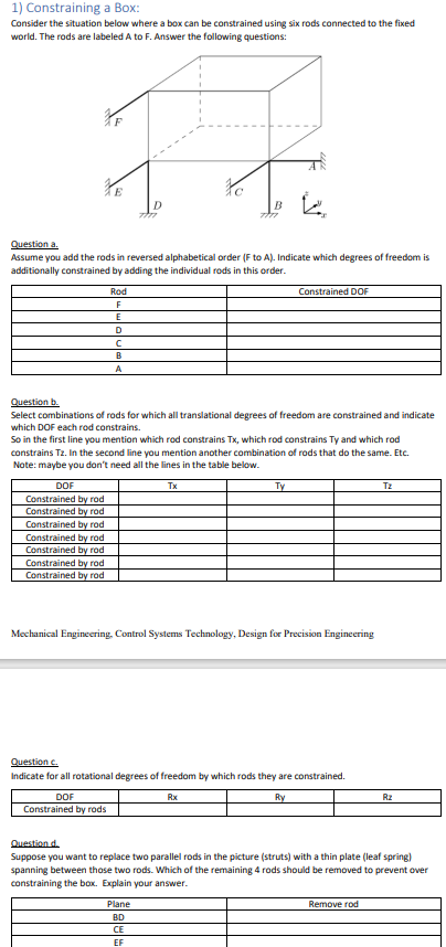 Solved 1) Constraining a Box: Consider the situation below | Chegg.com