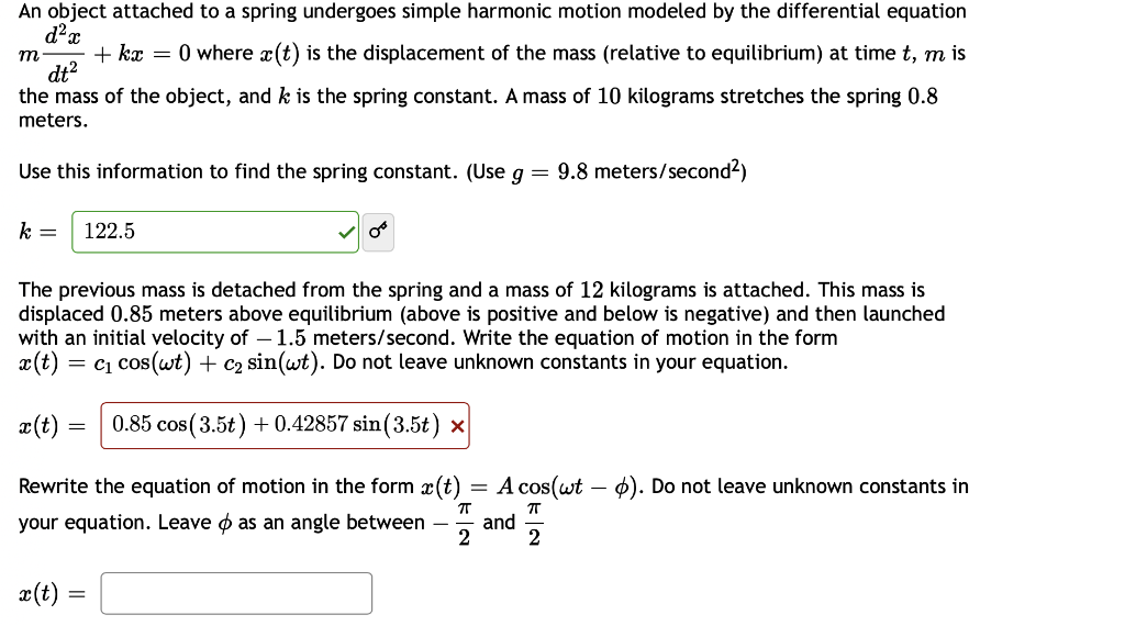 Solved d. m An object attached to a spring undergoes simple | Chegg.com