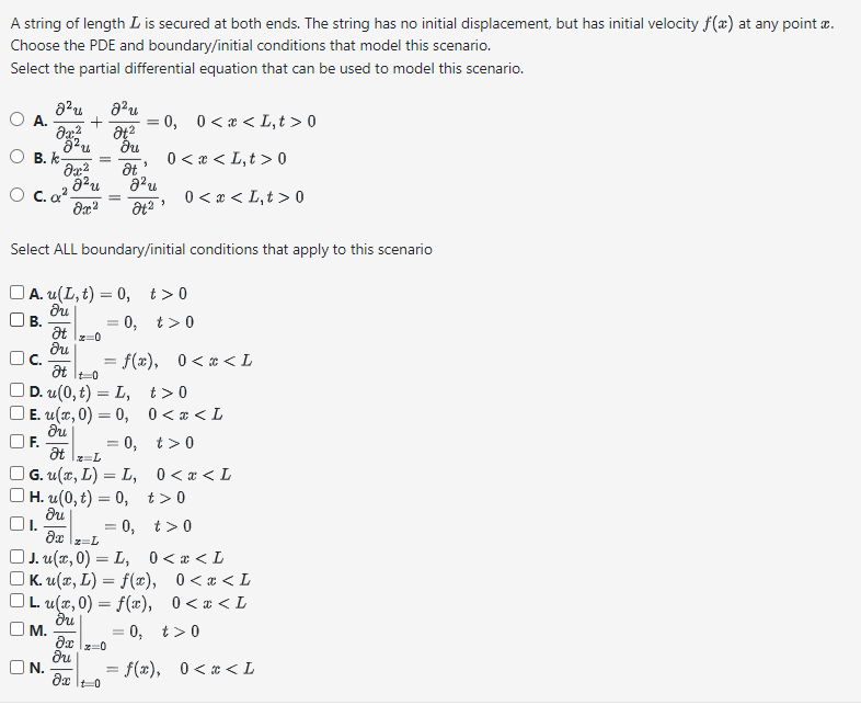 Solved A string of length L is secured at both ends. The | Chegg.com