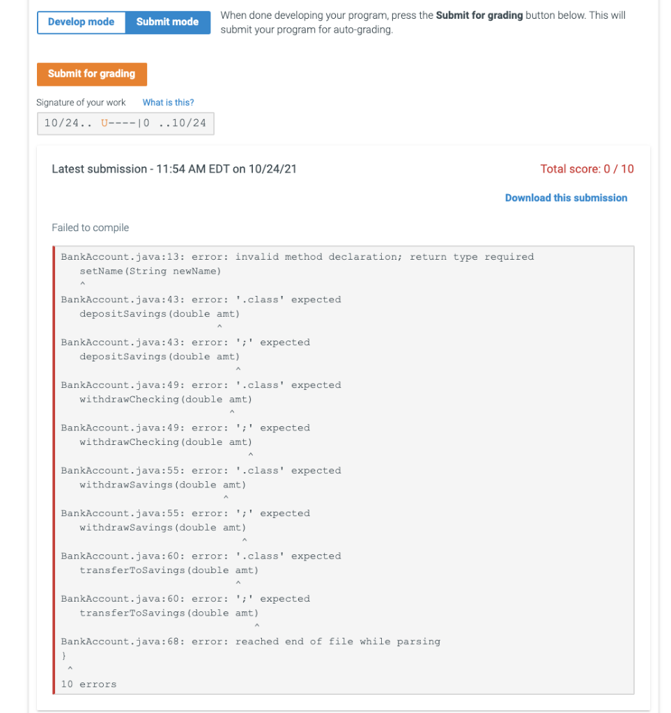 Solved 15.2 LAB: BankAccount class In the file | Chegg.com
