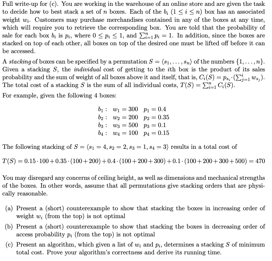 Full write-up for (c). You are working in the | Chegg.com