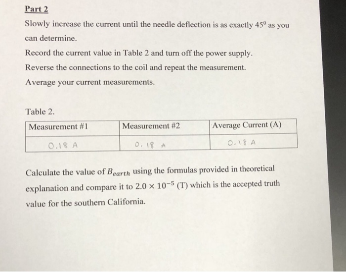 Solved Part 2 Slowly increase the current until the needle | Chegg.com