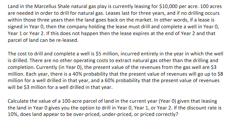 Land in the Marcellus Shale natural gas play is | Chegg.com