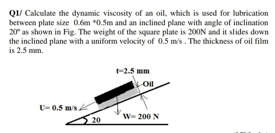 Solved Q1/ Calculate the dynamic viscosity of an oil, which | Chegg.com