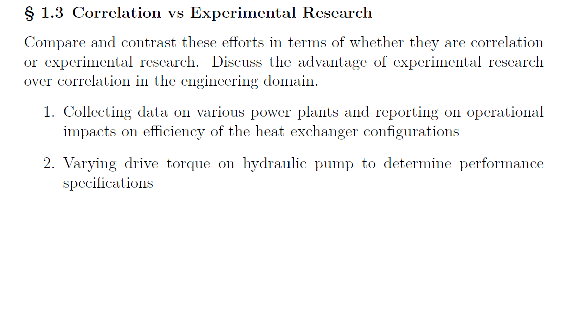 $ 1.3 Correlation vs Experimental Research Compare | Chegg.com