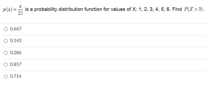 Solved p(x)=21x is a probability distribution function for | Chegg.com