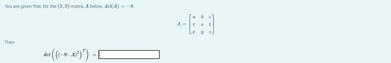 Solved Suppose each entry of the (3, 3)-matrix A below | Chegg.com