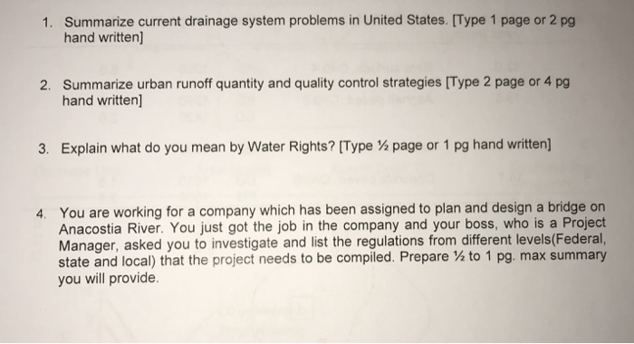 Solved Summarize current drainage system problems in United | Chegg.com