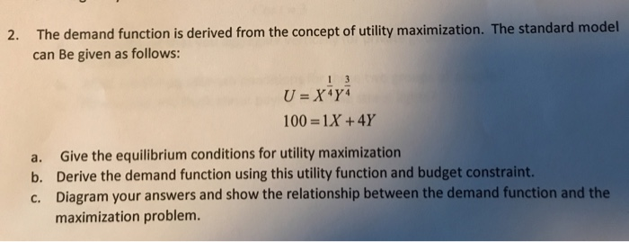 Solved The demand function is derived from the concept of | Chegg.com