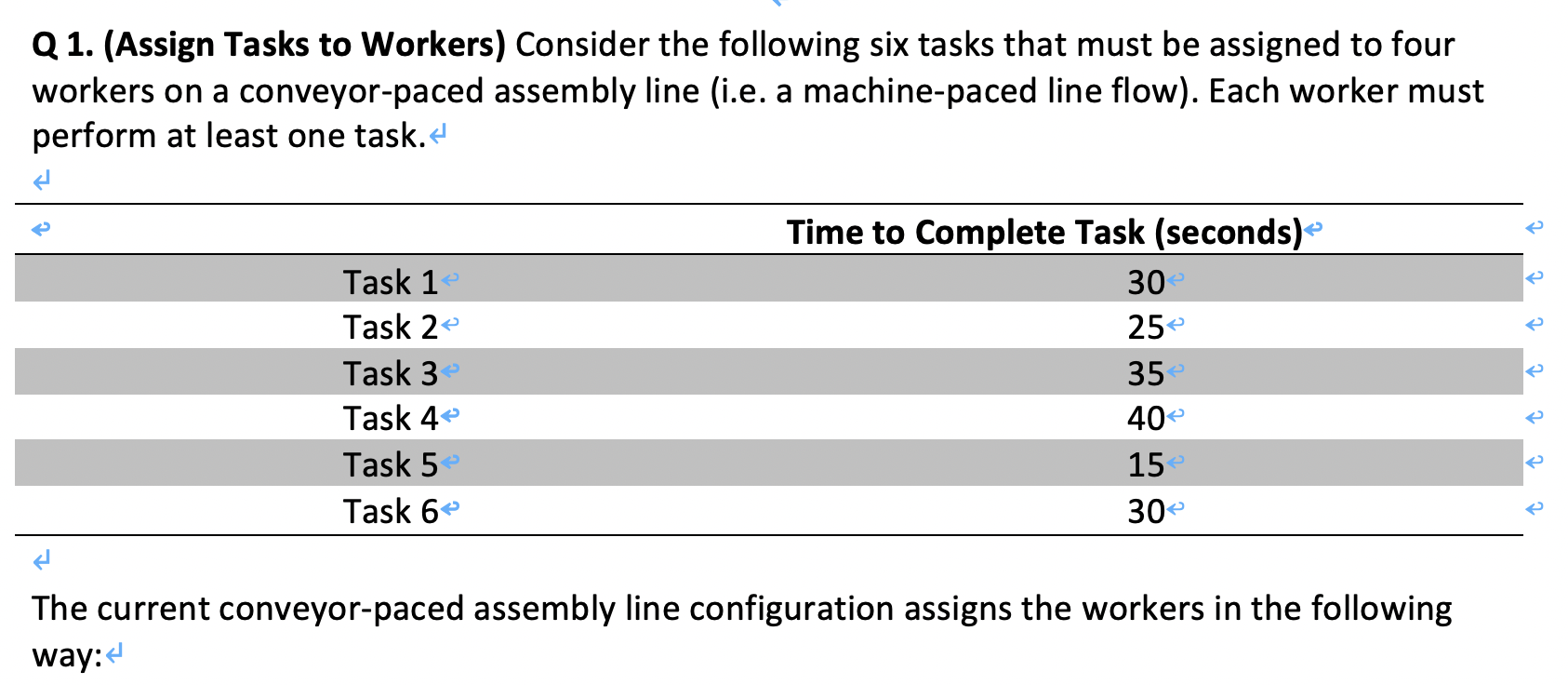 Solved Q 1. (Assign Tasks to Workers) Consider the following | Chegg.com