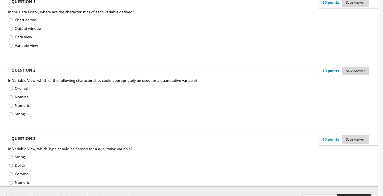 Solved Question 1 10 Points Save Answer In The Data Editor
