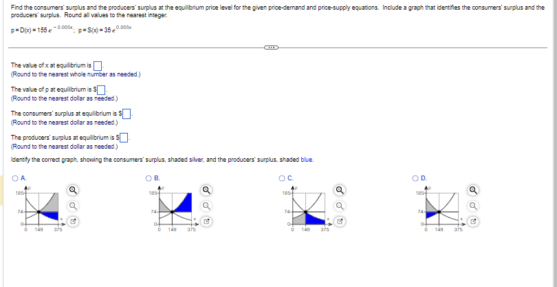 Solved Find the consumers' surplus and the producers' | Chegg.com