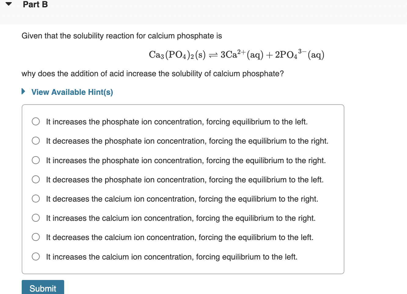Solved Given that the solubility reaction for calcium | Chegg.com