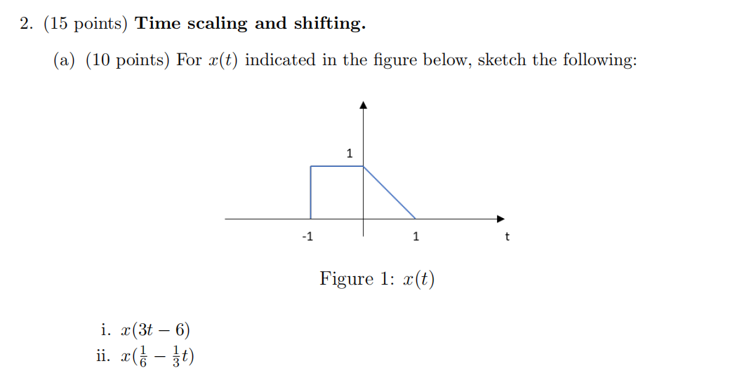 Solved 2. (15 points) Time scaling and shifting. (a) (10 | Chegg.com