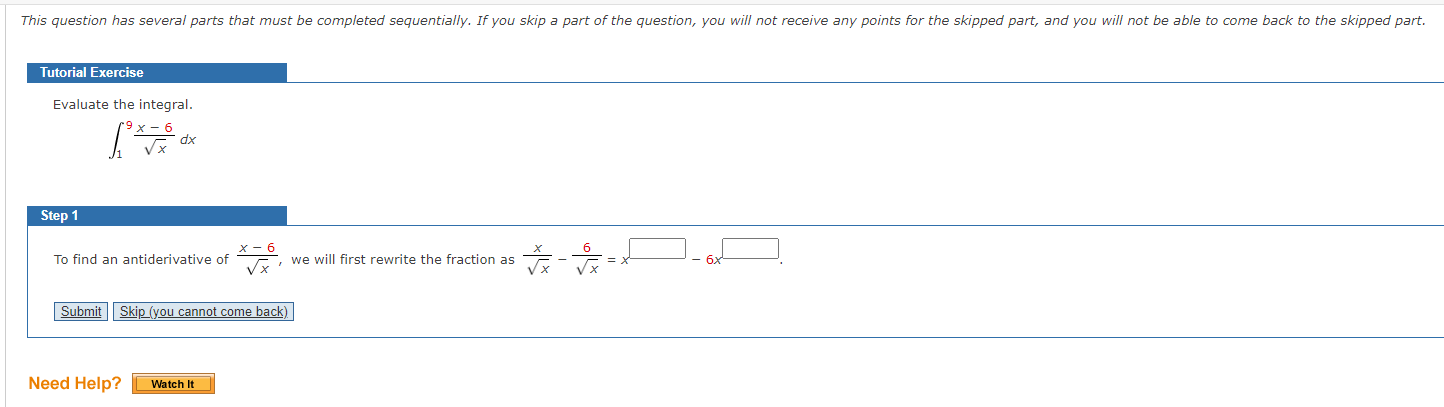 Solved Tutorial Exercise Evaluate the integral. | Chegg.com