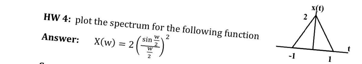 Solved X(t) HW 4: plot the spectrum for the following | Chegg.com