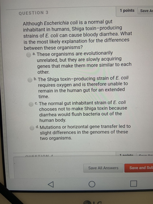 Solved QUESTION 3 1 points Save A Although Escherichia coli | Chegg.com Solved QUESTION 3 1 points Save A Although Escherichia coli | Chegg.com