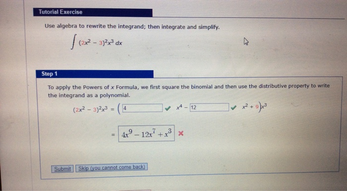 Solved Tutorial Exercise Use algebra to rewrite the | Chegg.com