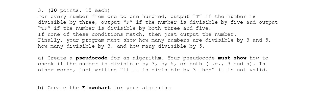 Solved 3 30 Points 15 Each For Every Number From One To
